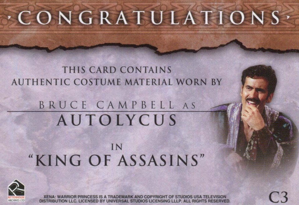 Xena Beauty and Brawn Bruce Campbell as Autolycus Costume Card C3 Green ...