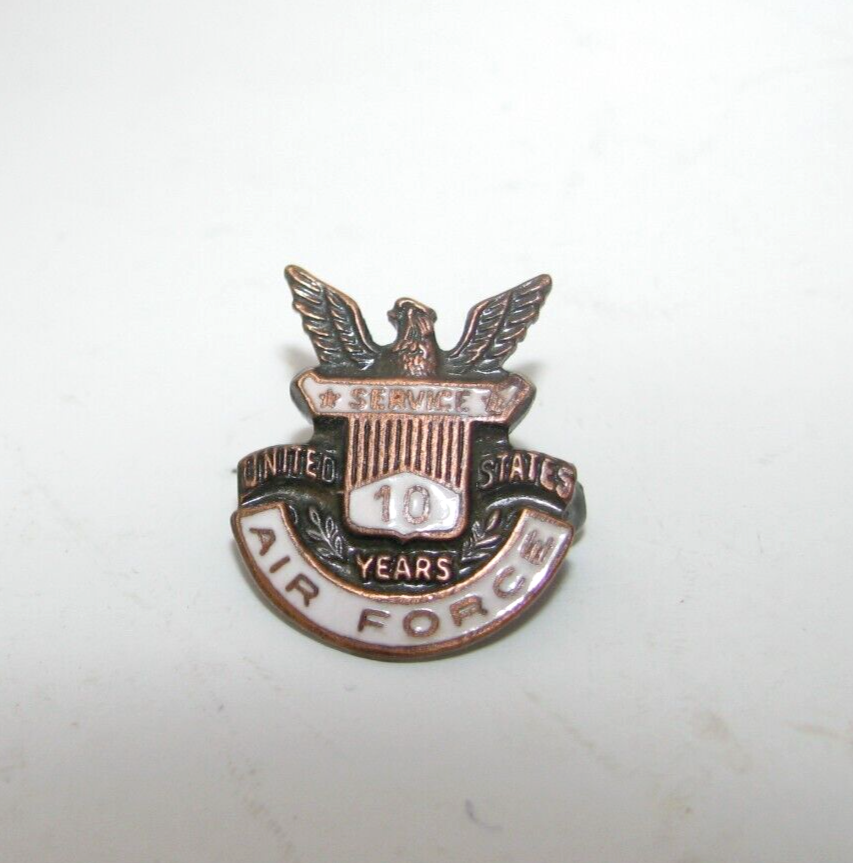 Vintage US Air Force Civilian 10 Years Service Copper n Enamel Lapel or ...