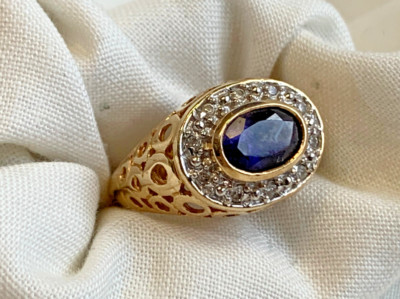 10K Yellow Gold Diamond Chip Ring 4.41g Fine Jewelry Size 6 Amethyst ...