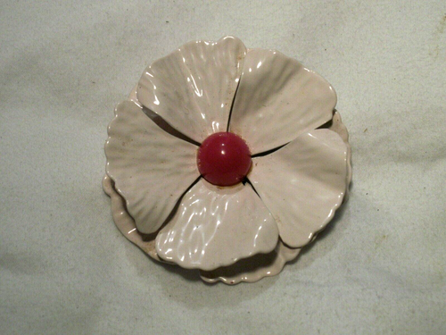 Vintage Large Dark Pink Lucite,Light pink Enamel Layered Flower Brooch ...