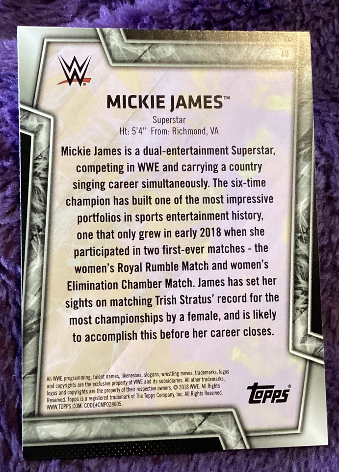 2018 Topps WWE Women’s Division Wrestling #19 Mickey James | eBay