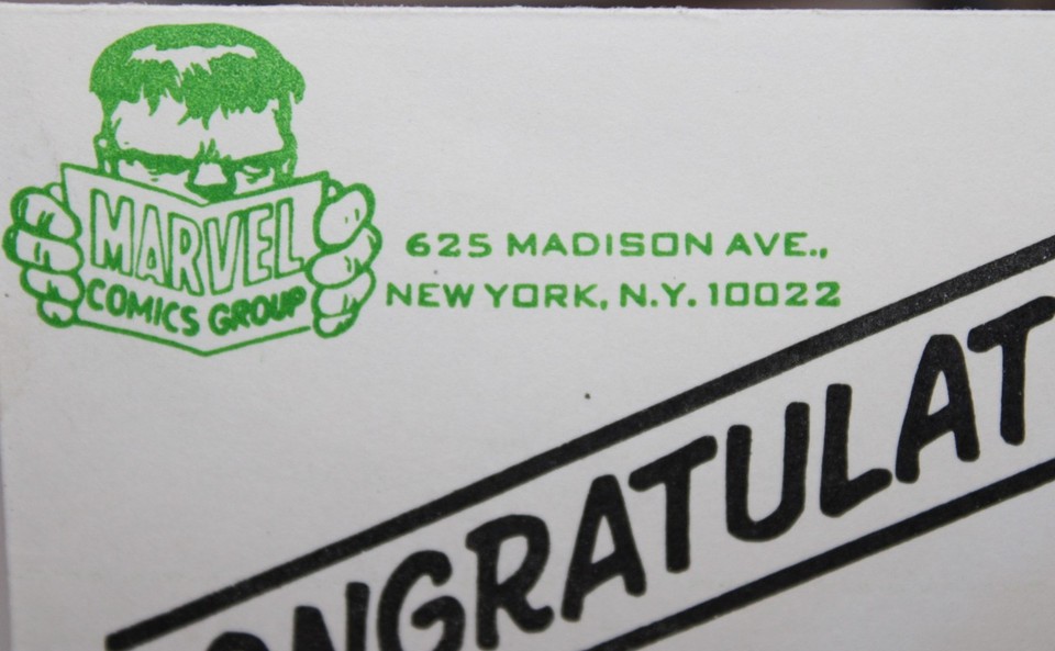 1966 Marvel Comics Hulk 629 Madison Avenue No-Prize Award Stan Lee ...