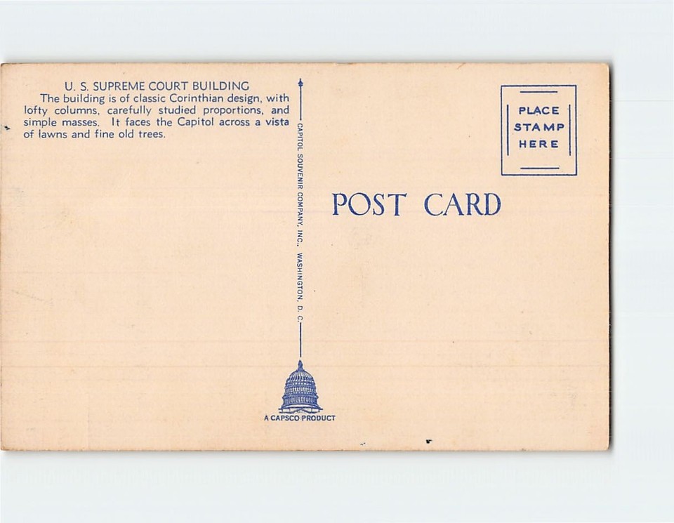 Postcard United States Supreme Court Building, Washington, District of ...