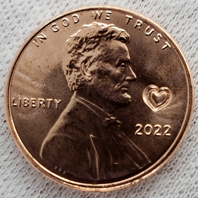Heart Stamped Penny 1980 Lincoln Cent Penny I LOVE YOU Heart COUNTER