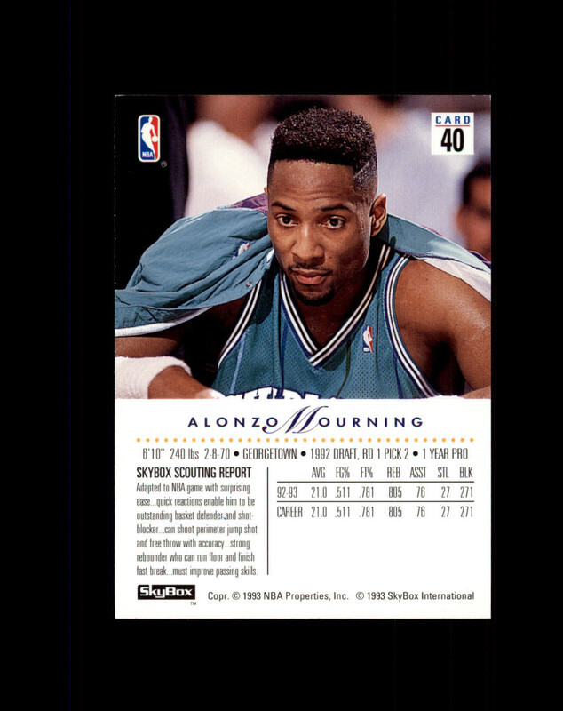 Alonzo Mourning Signed 1993-94 Skybox Premium #40 IPA In Person ...