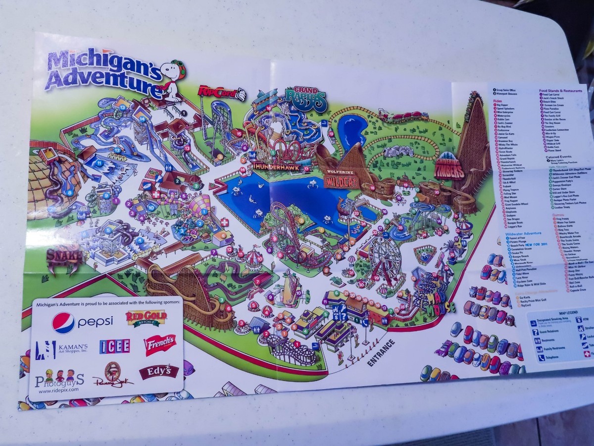 Michigan Adventure Park Map Maps | Six Flags Great Adventure