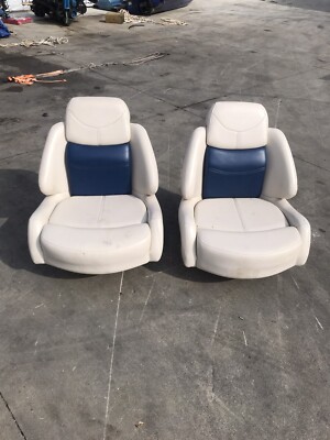 Boat Captains Chairs Seats Set & Adjustable Mount Bases