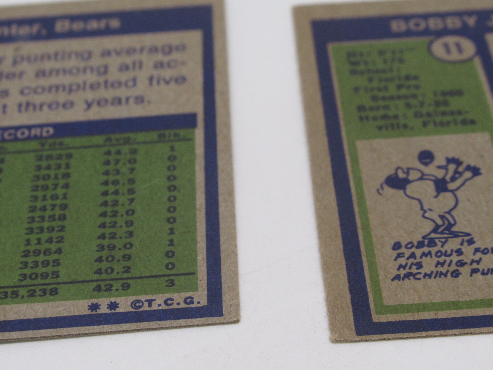 Bobby Joe Green LOT of 2 Chicago BEARS 1972 Topps #11 NFL Football Card ...