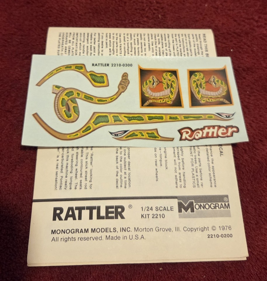 Vintage Monogram Rattler Show Rod ( Missing The Glass ) 1975 Model Kit ...