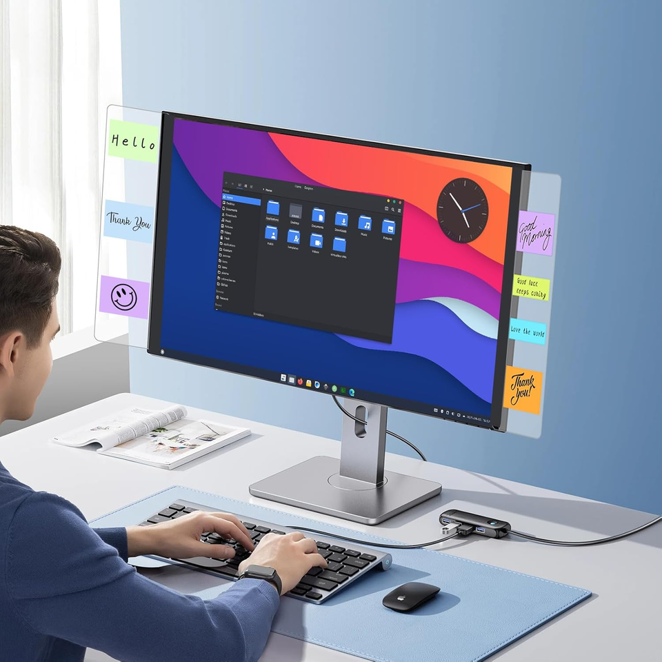 2PCS Computer Monitor Memo Board, Transparent Computer Monitor Side ...