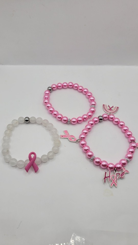 Pink Ribbon Bracelet, breast cancer awareness bracelet, Stacking ...