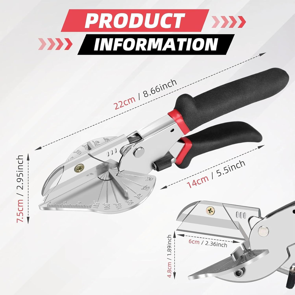 Angle Miter Shears, Multi-Angle Adjustable 45°-135° Heavy Duty Trim ...