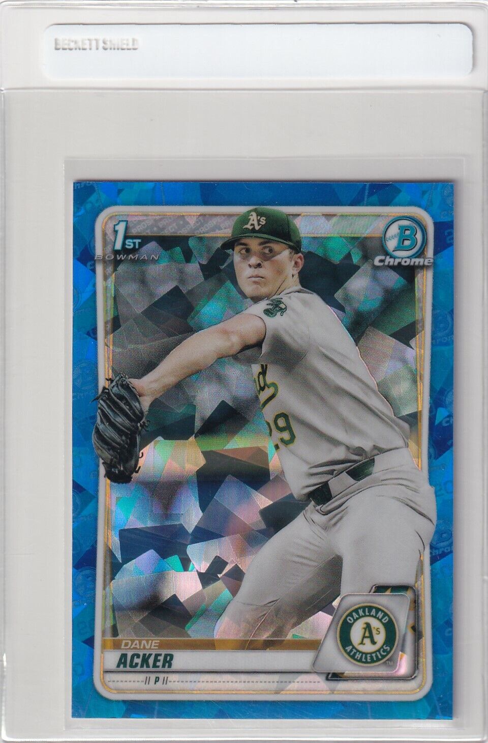 2020 BOWMAN CHROME SAPPHIRE 1ST RC DANE ACKER TEXAS RANGERS FIRST DRAFT ...