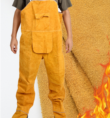 Welding Clothing Men Bib Overalls Coverall Protective Leather Welder ...