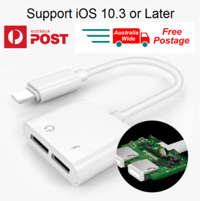 OZ Stock, Dual Double iPhone Jack Splitter Adapter to AUX Headphone ...