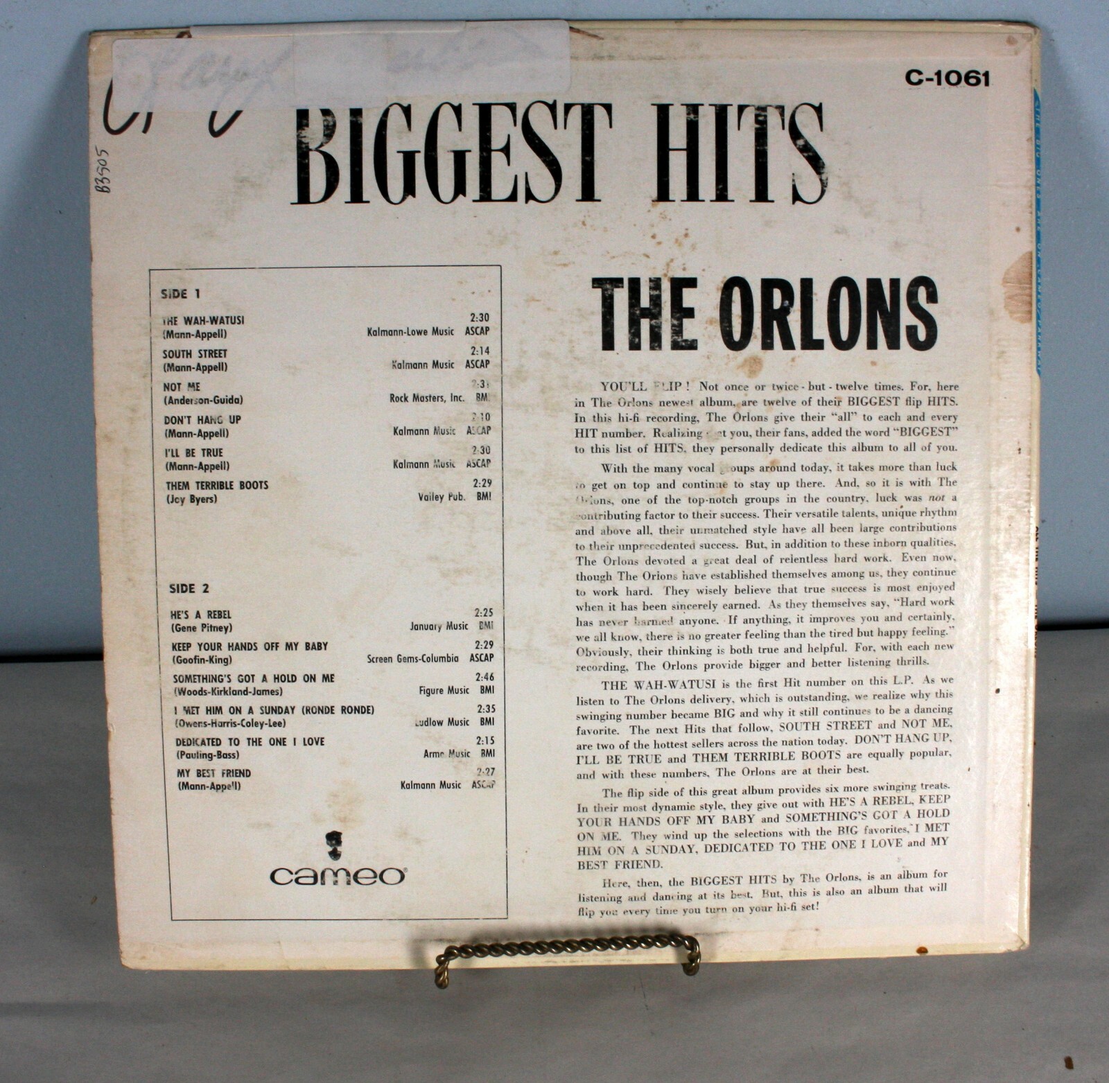 THE ORLONS - BIGGEST HITS VINYL RECORD ALBUM | eBay