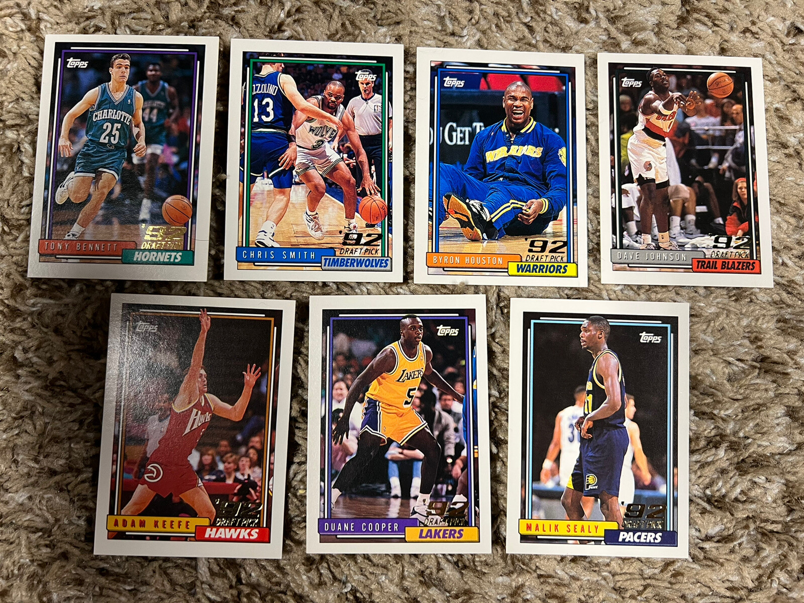 1992 Topps Basketball Gold Embossed Draft Pick 7 Card Lot Houston ...