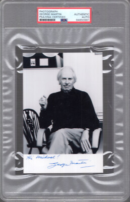 GEORGE MARTIN HAND SIGNED 4x6 PHOTO BEATLES TO MICHAEL JSA+PSA SLABBED ...