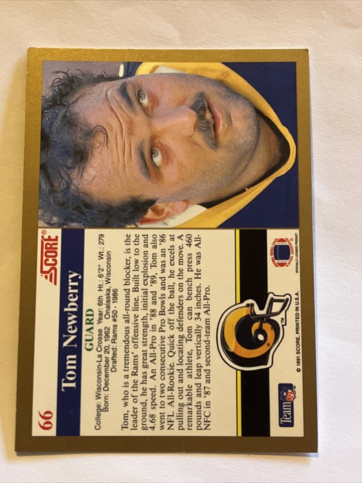 Tom Newberry 1991 Score #66 Los Angeles Rams Football Card | eBay
