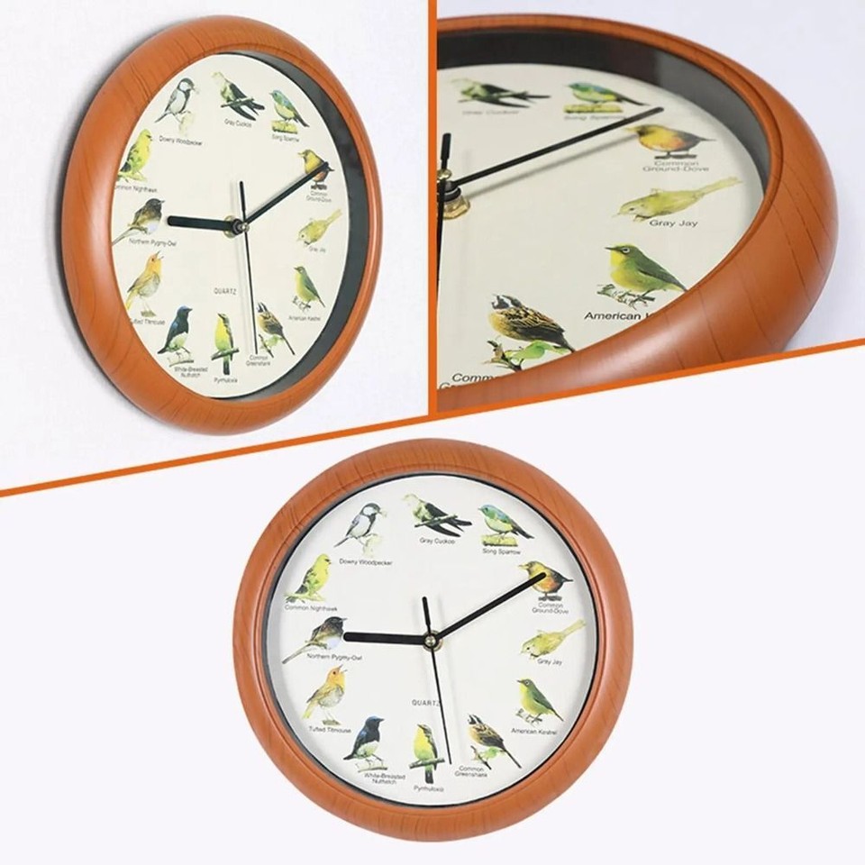 Bird Wall Clock Bird Clock with Sounds Birdsong Alarm Clock Home Office ...