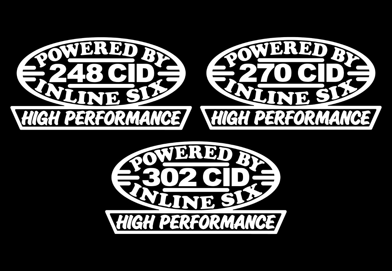 2 HP INLINE SIX 248-270-302 ENGINE DECALS STRAIGHT 6 TRUCK MOTOR ...