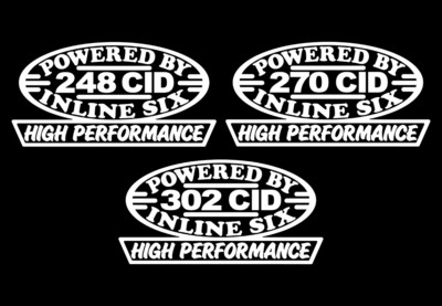 2 HP INLINE SIX 248-270-302 ENGINE DECALS STRAIGHT 6 TRUCK MOTOR ...