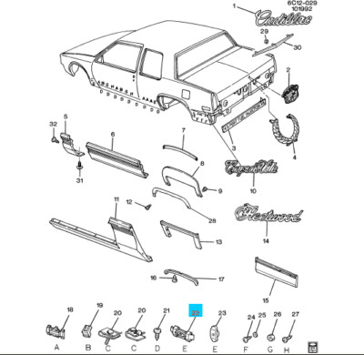 GM NOS PART 20737390 Clip-Panel Fin Rear Whl Opg 1989-1993 CADILLAC C ...
