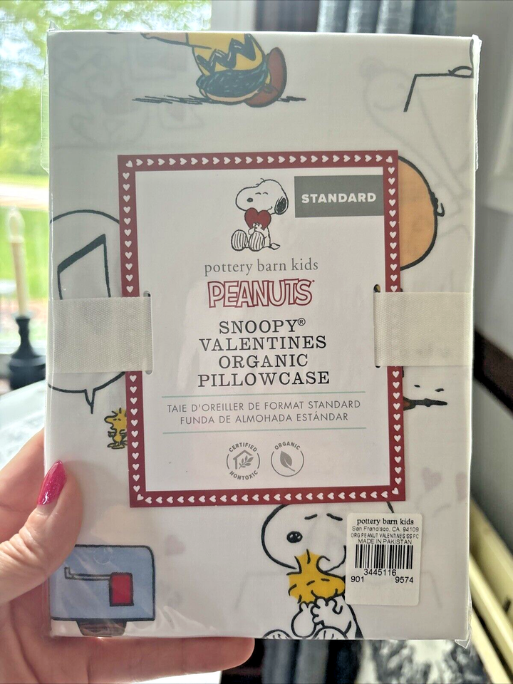 Snoopy Peanuts Pottery Barn PILLOWCASE holiday kid Disney heart ...