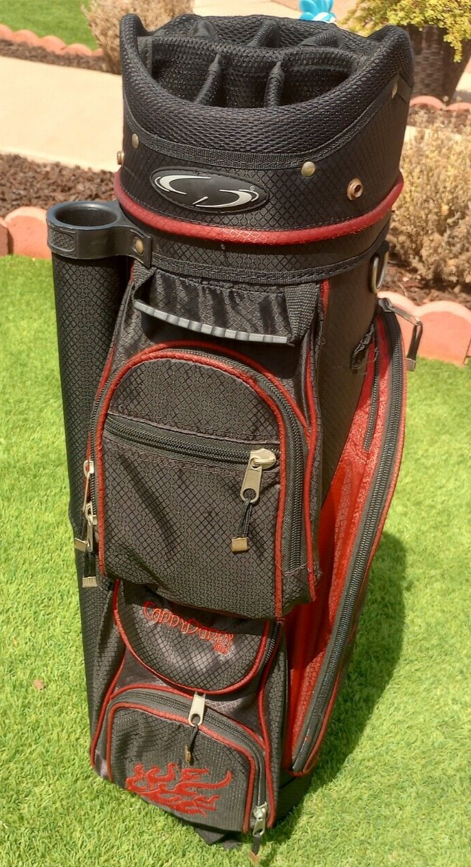 Caddy Daddy Golf Bag 14 Way w/FLAMES Rain Cover Rare READ DESCRIPTION ...