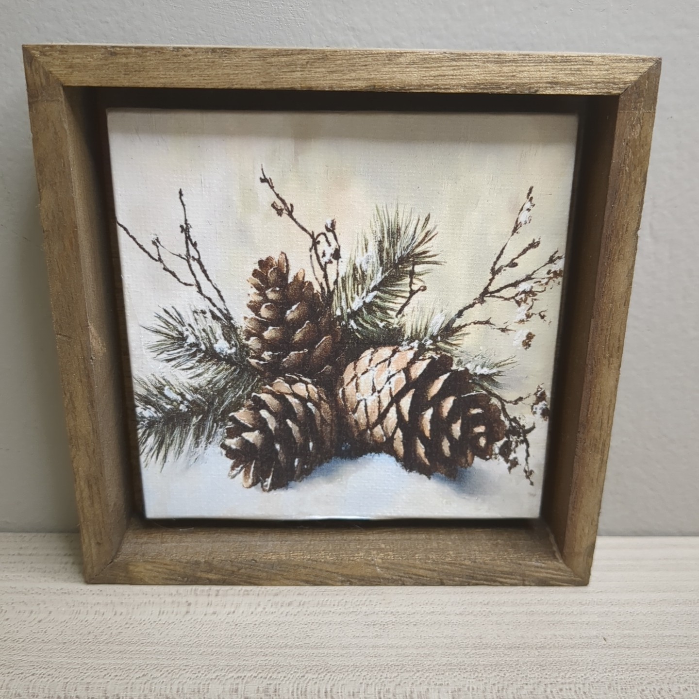 Christmas Winter Art Print Wall Decor Shelf Sitter - Pinecone | eBay