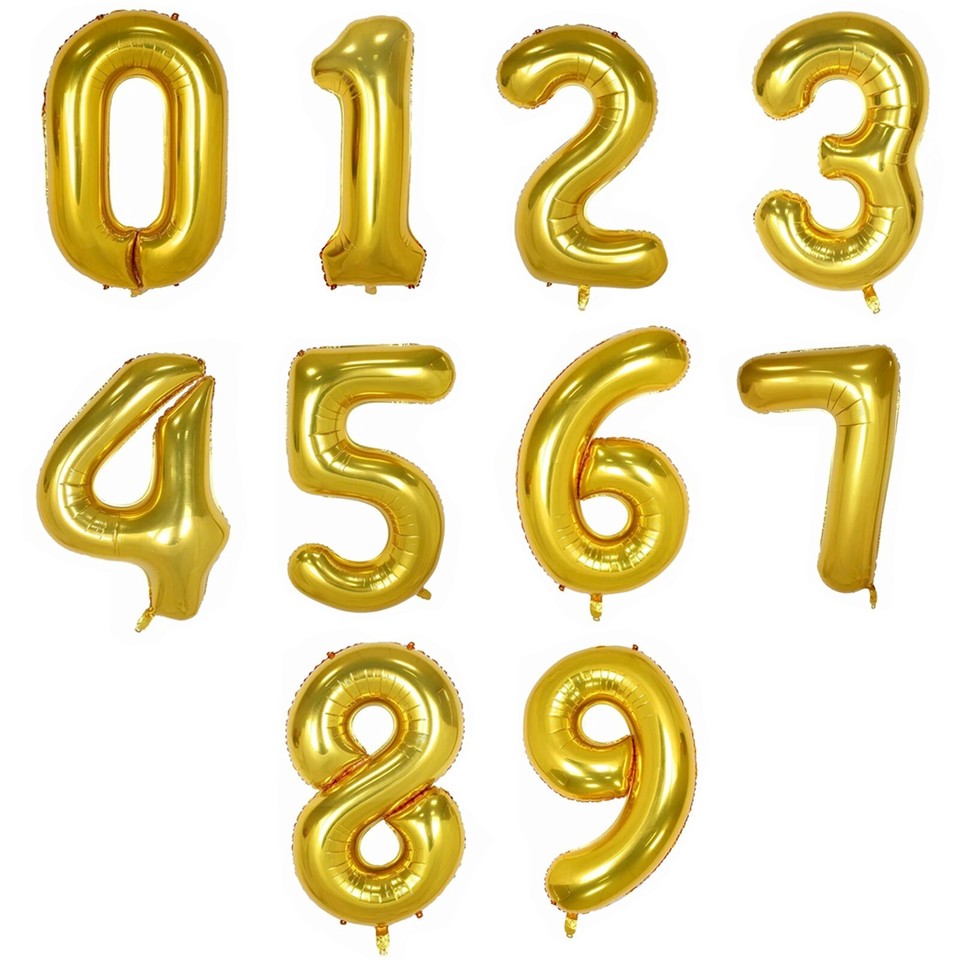 16" 40" Inch Gold Number Alphabet A-Z Letters Balloons Birthday Baby ...