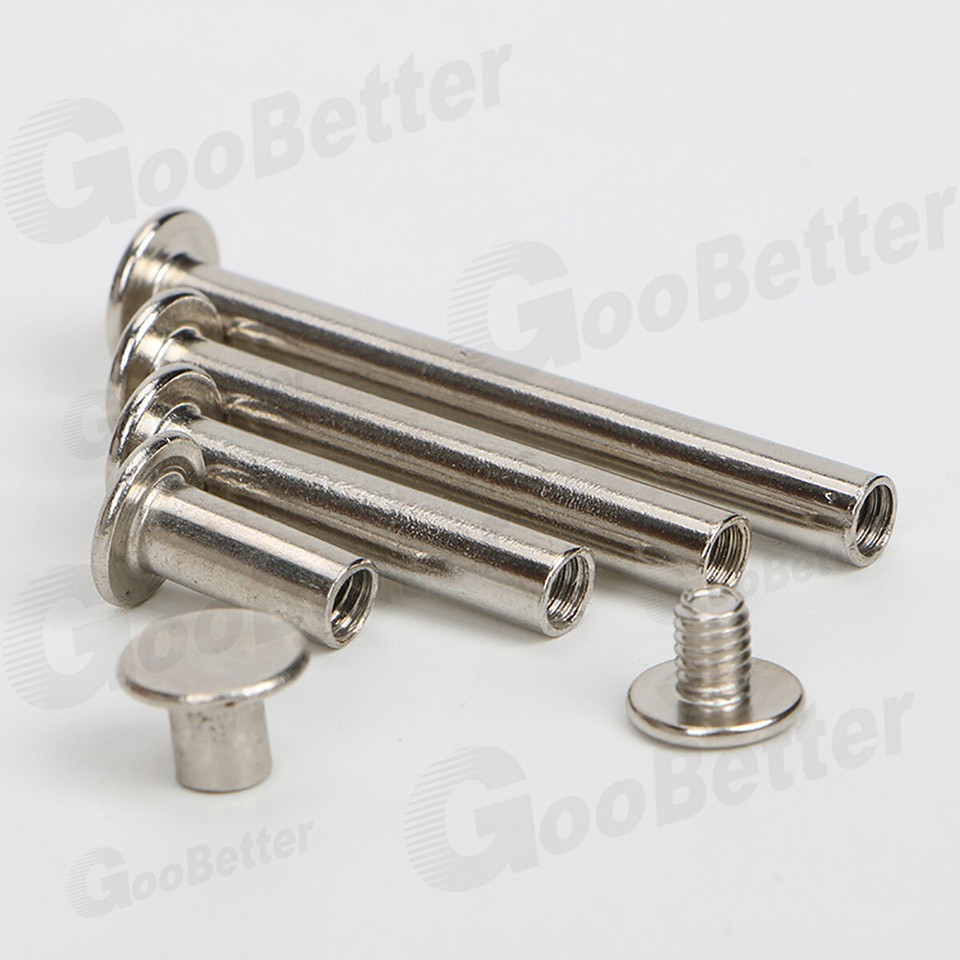 10-100X M5 Chicago Screw Stud Bind Rivet Nickel-plated Steel Leather ...