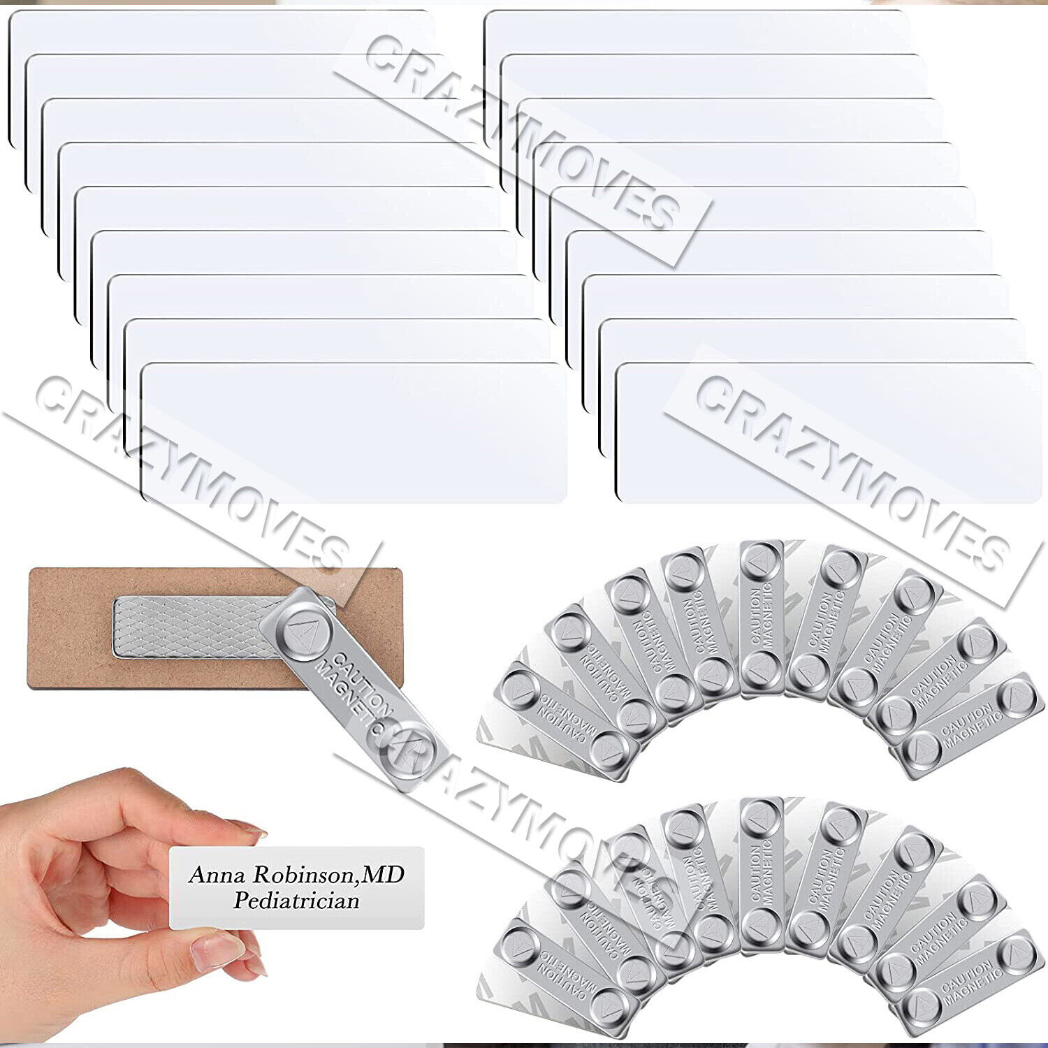 10x Magnetic Name Badge Tag Fastener Attachment Self Adhesive Strong ...