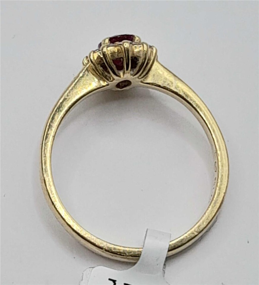 9ct yellow gold Ruby and Diamond ring Size N 3.3g | eBay UK