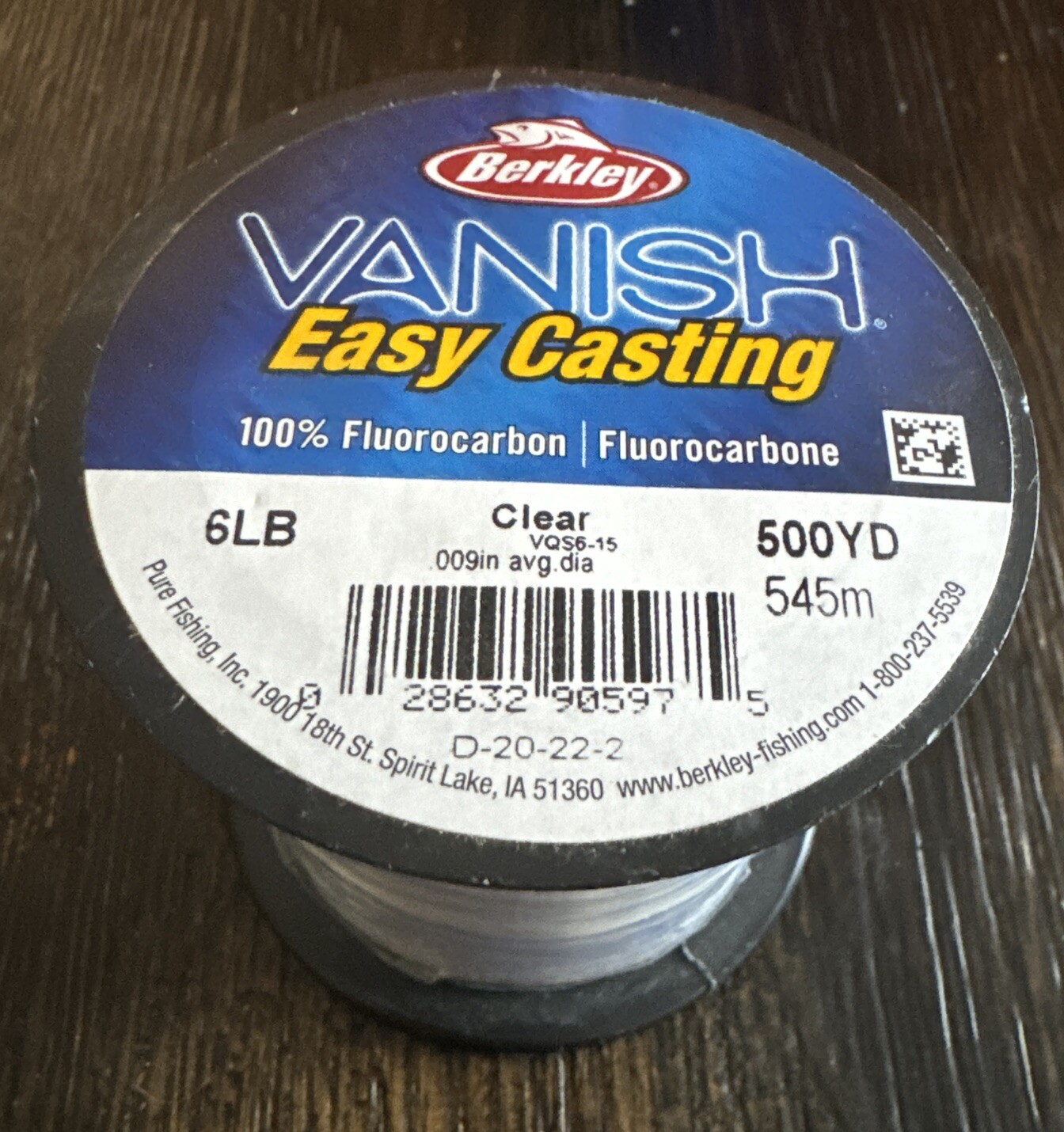Berkley Vanish Fluorocarbon Clear Fishing Line - 6lb Test - 500 YARD ...