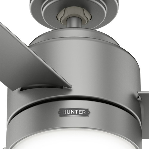 Hunter Fan 44 inch Casual Matte Silver Outdoor Ceiling Fan with Light ...