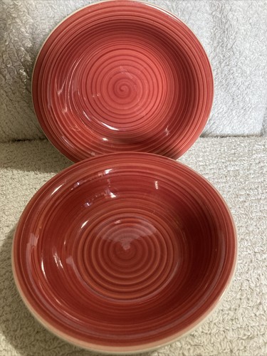 Dover & York Red Maroon Swirl 7" Soup Salad Cereal Bowls Set Of 2 ...