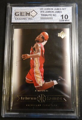 #18 U.D. 2003 LEBRON JAMES UPPER DECK SET TRIBUTE ROOKIE #18 GEM 10 ...