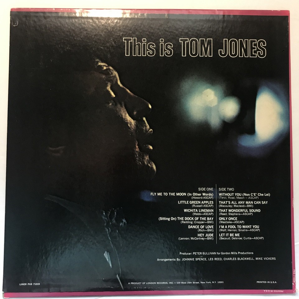 Tom Jones "This Is Tom Jones" Vinyl LP Record PAS-71028 Play Tested ...