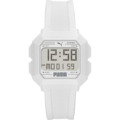 Wristwatch PUMA REMIX P5054 Silicone White Digital Chrono Dual Time NEW ...