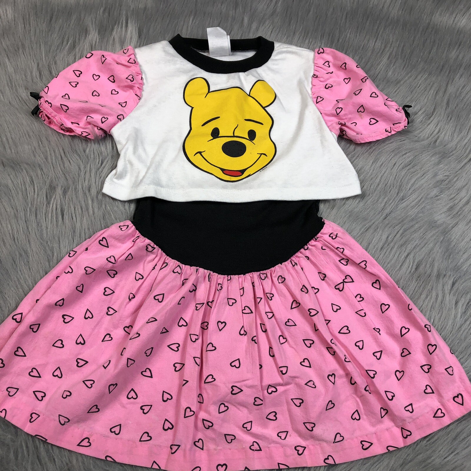Vintage Disney Winnie The Pooh Girls Pink Black Heart… - Gem