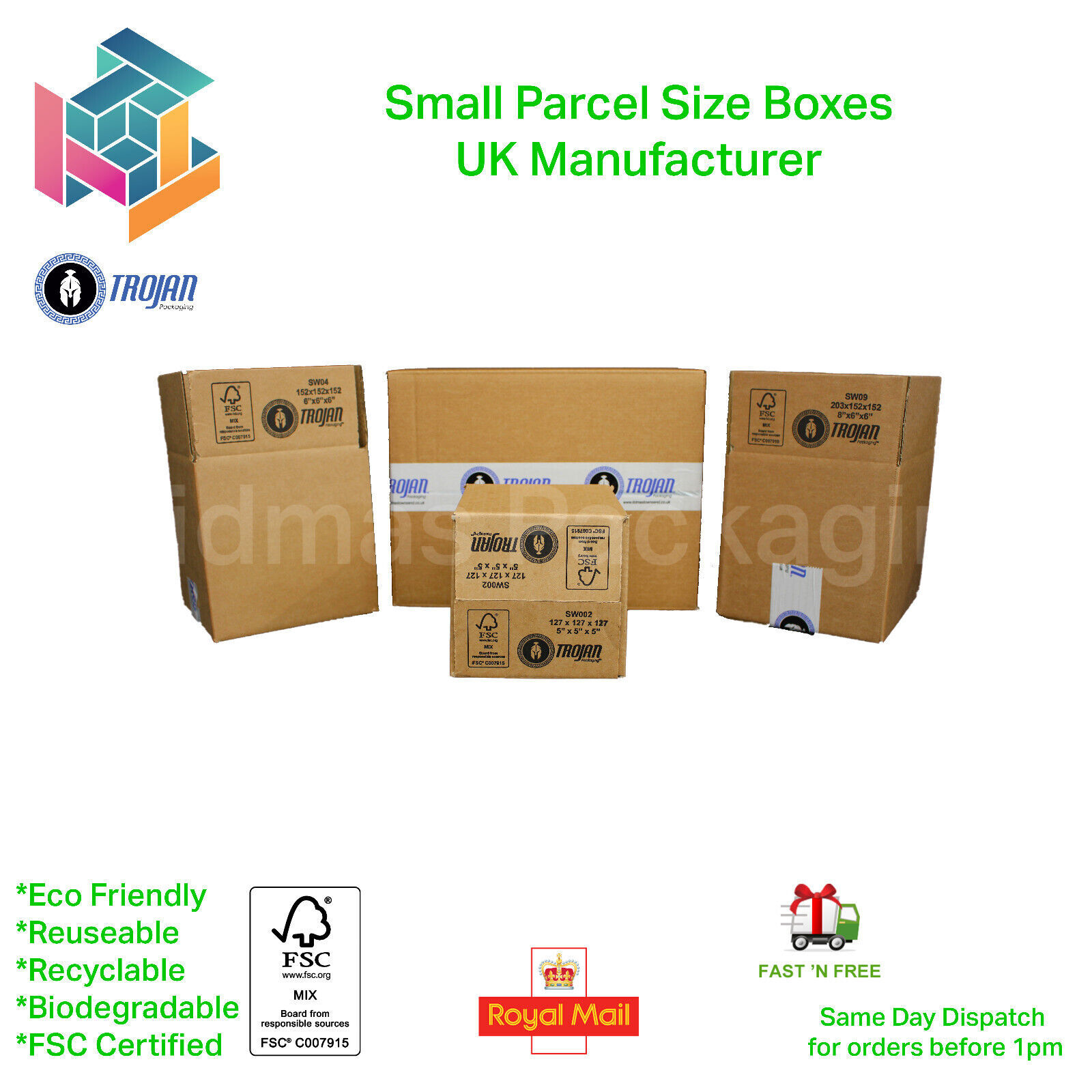 Royal Mail Small & Medium Parcel Postal Mailing Cardboard Boxes Single ...