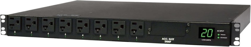 TRIPP LITE PDUMH20AT PDU METERED 1.9KW 120V 20A ATS 16 5-15/20R 2 L5 ...