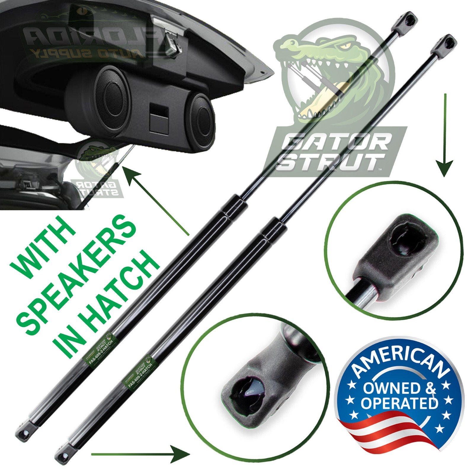 Two Rear Lift Supports FAS-609-2 For 07-17 Jeep Patriot "With" Speakers ...