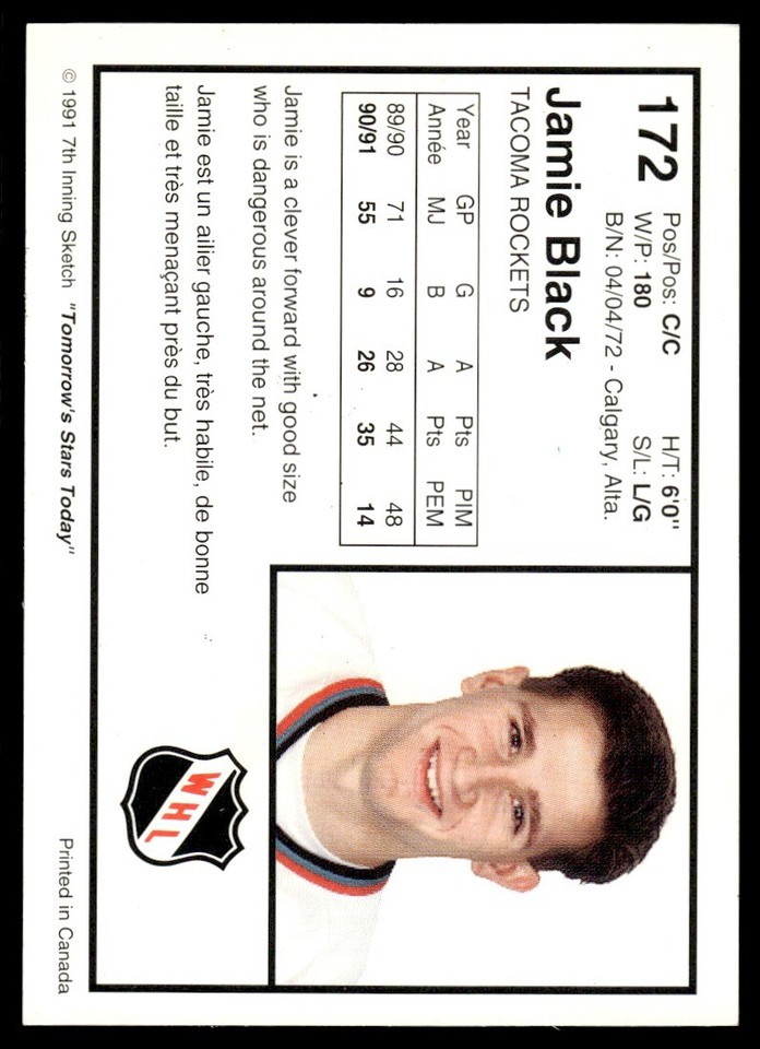 1991-92 7th Inning Stretch Hockey IP Signed Auto Jamie Black #172 | eBay