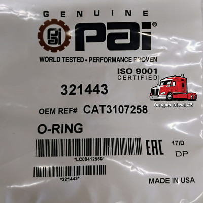 Injector Tube O-RING for Cat C7. PAI # 321443 Ref.# Caterpillar 3107258 ...