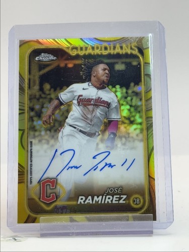 JOSE RAMIREZ 2024 TOPPS CHROME GILDED YELLOW GOLD AUTOGRAPH AUTO /75 ...