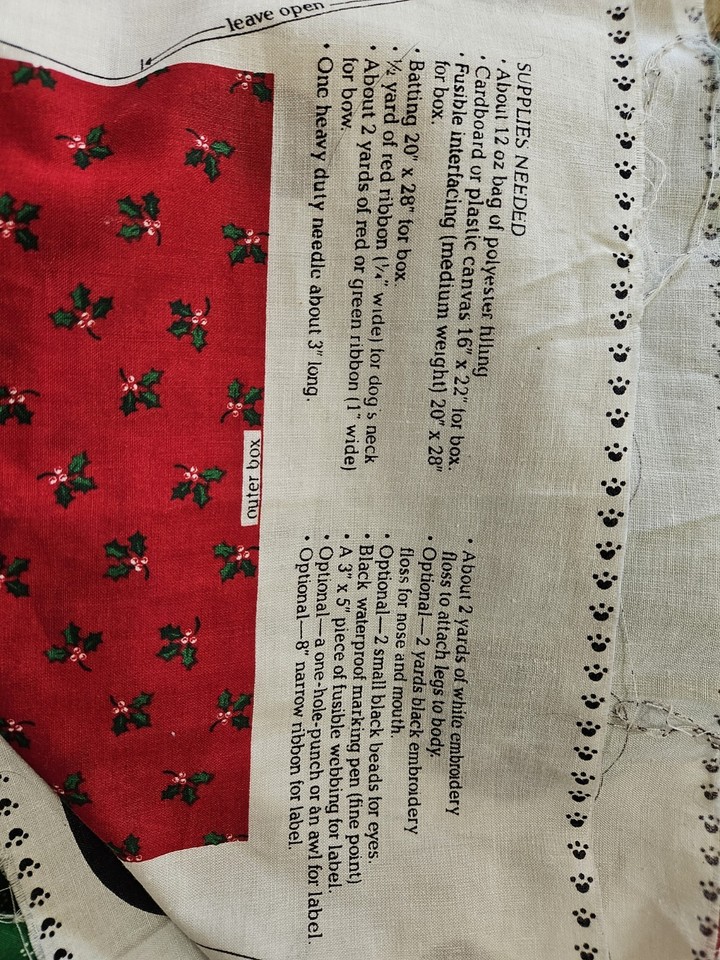 Two CHRISTMAS PUPPY Fabric Pattern VIP Cranston Print Works Cut & Sew ...