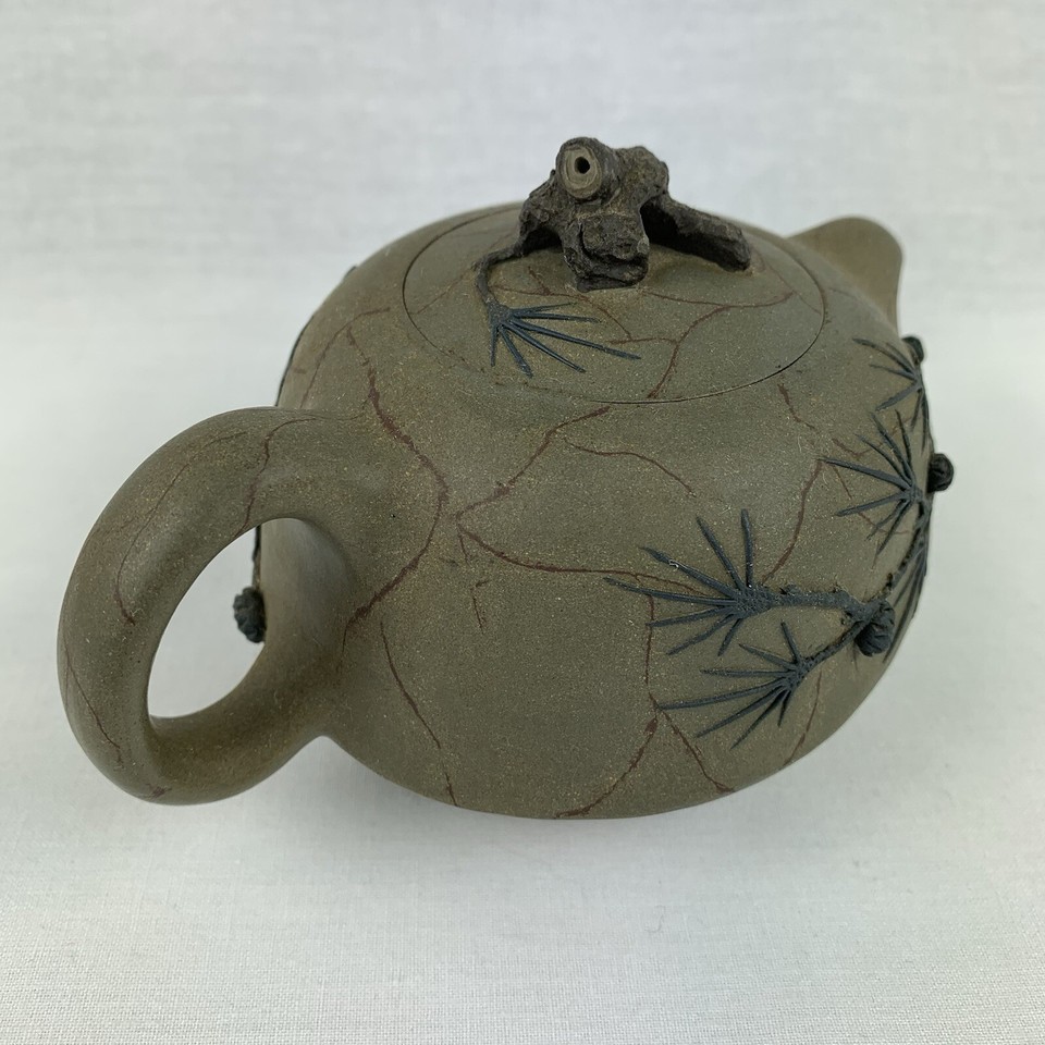 Vintage Yixing Clay Teapot Green Pinecone Branch Design Signed China ...