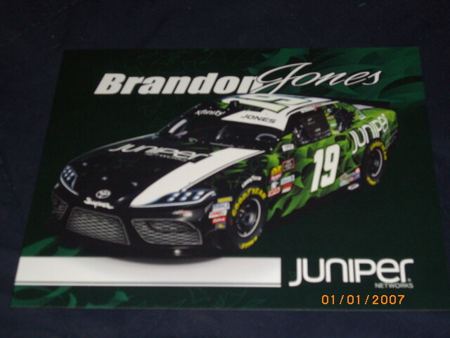 2019 BRANDON JONES #19 JUNIPER NETWORKS NASCAR POSTCARD | eBay